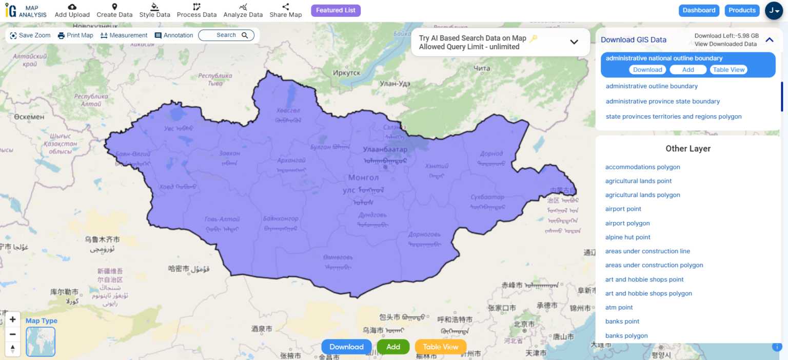 Download Mongolia Administrative Boundary GIS Data for- National ...