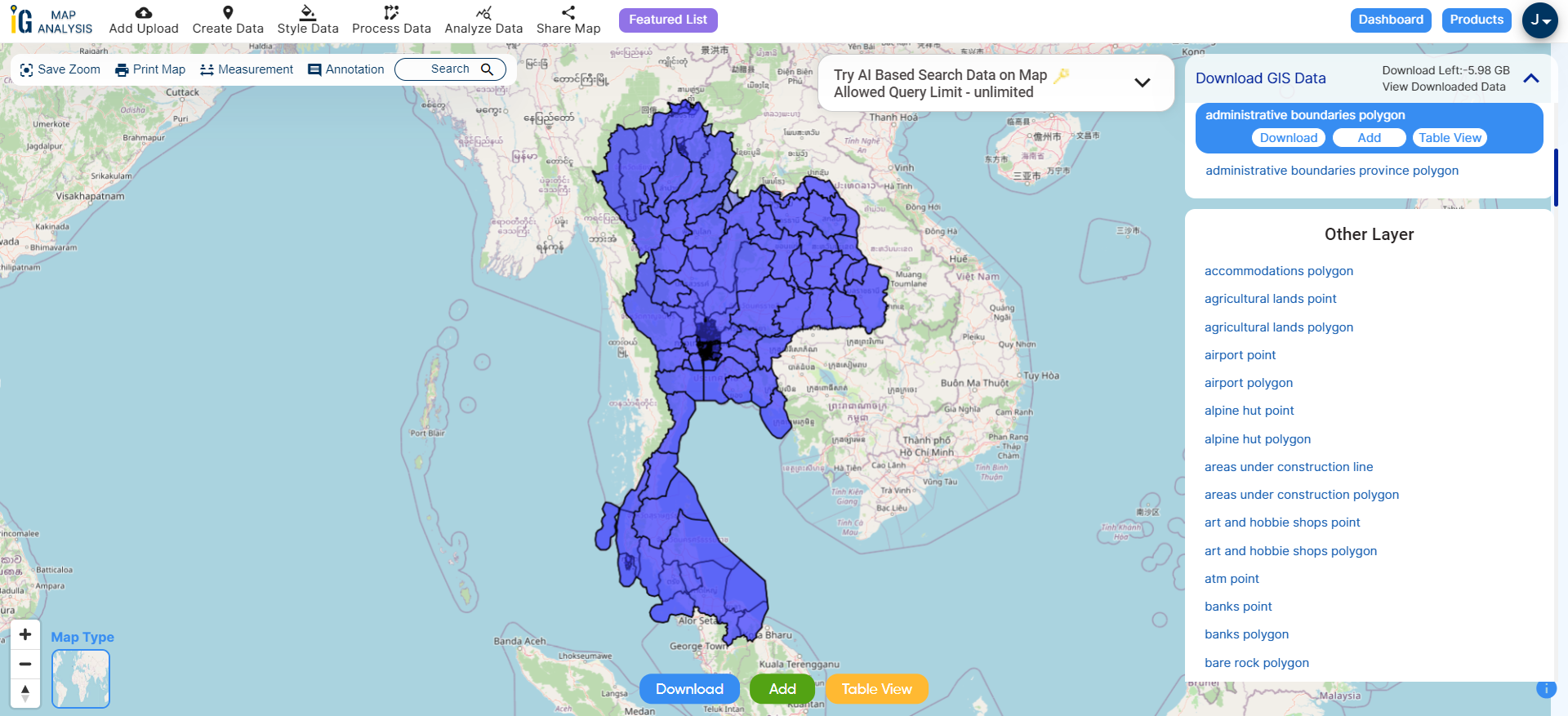 Download Thailand Administrative Boundary GIS Data for – National, Province and more