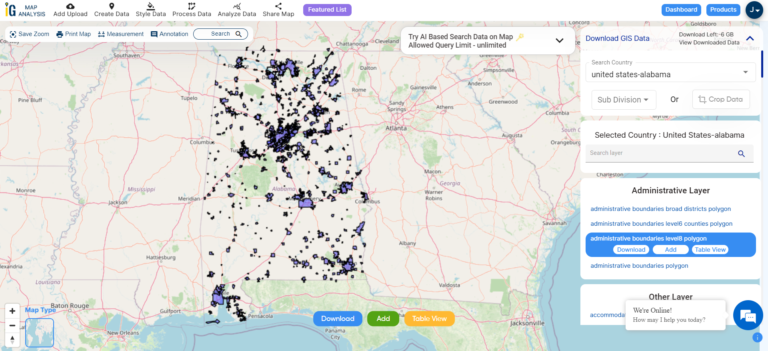 Download United States - Alabama Shapefiles – Administrative Boundaries ...