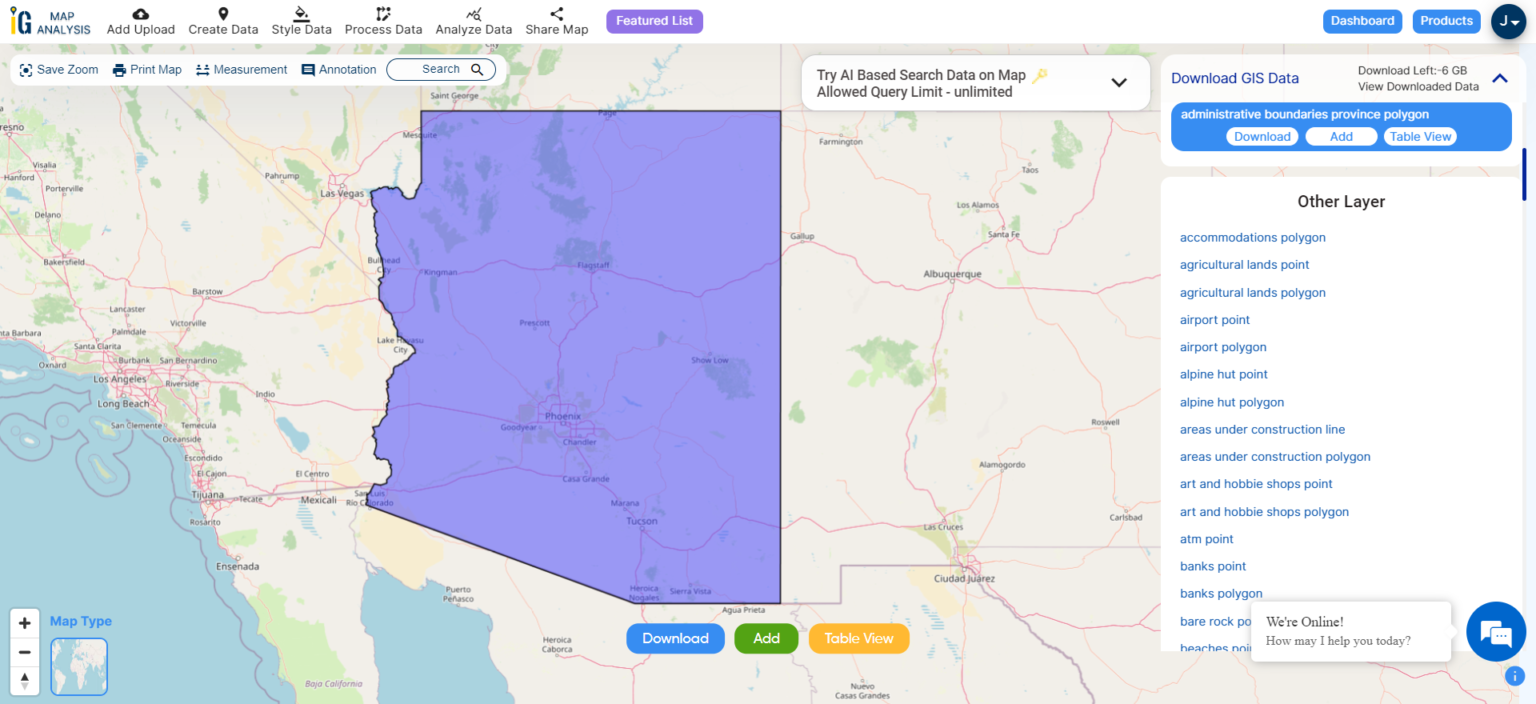 Download United States – Arizona Shapefiles- Administrative boundary ...