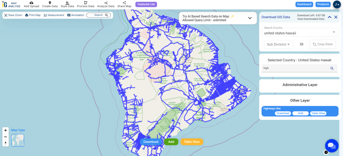 Download The United States - Hawaii GIS Data, Shapefile, counties,