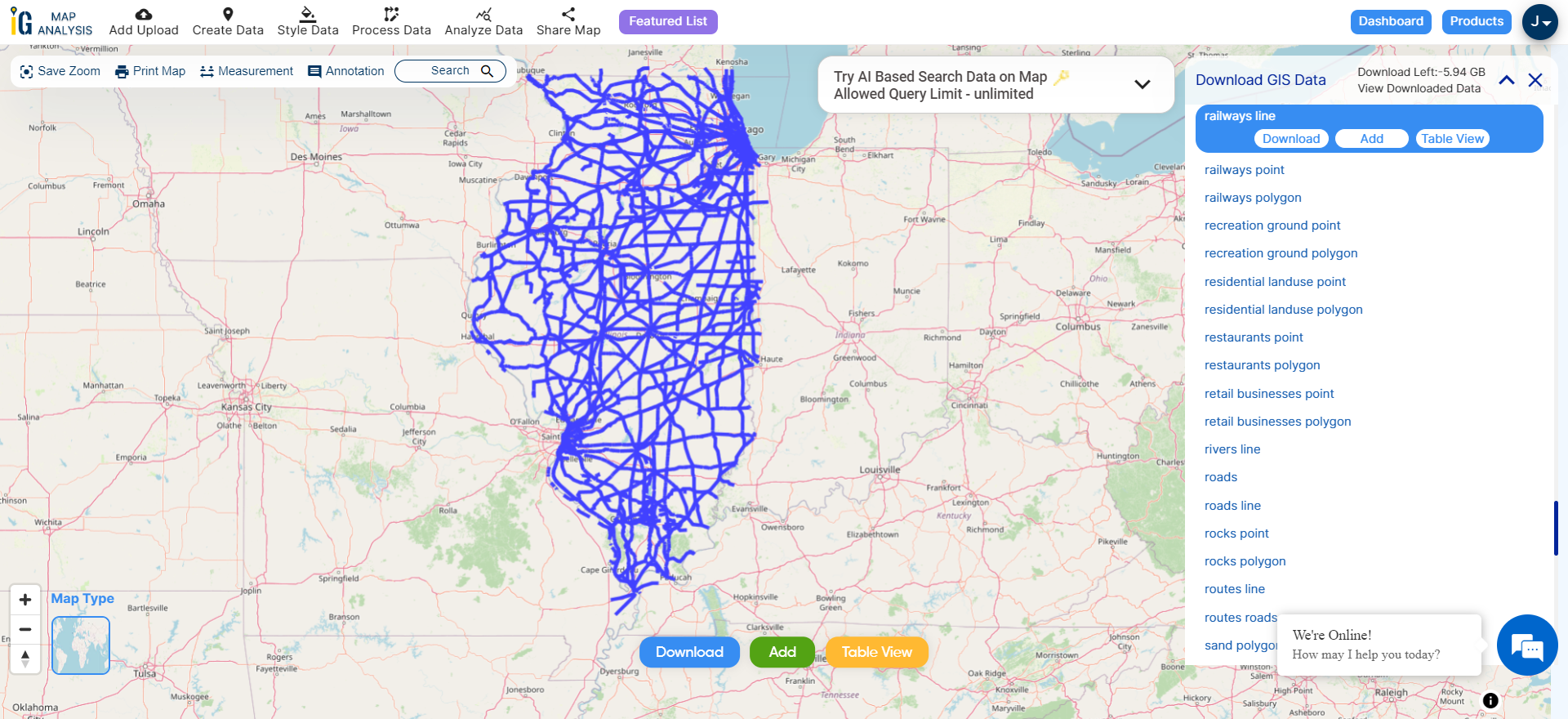 Download Illinois Counties GIS data - United States - Railway, Highway ...