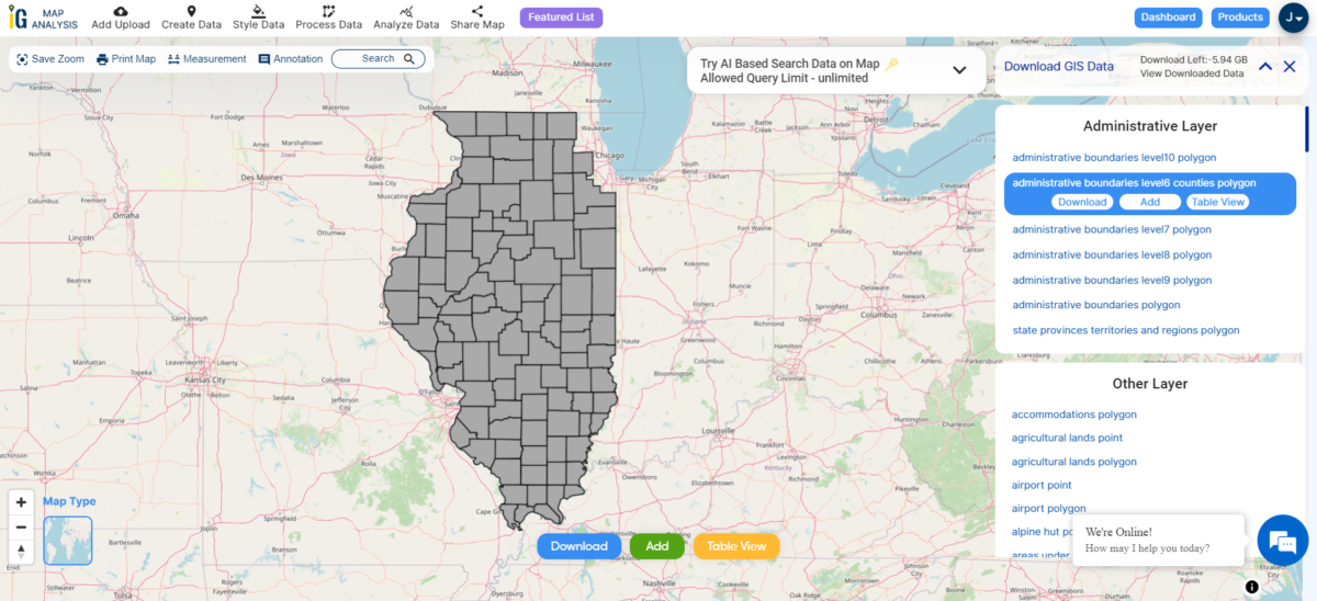 Download Illinois Counties GIS data - United States - Railway, Highway ...
