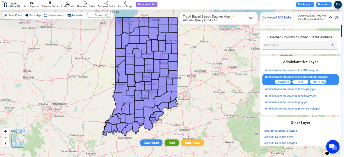 Download Indiana Counties GIS data - United States - Railways, Highway ...