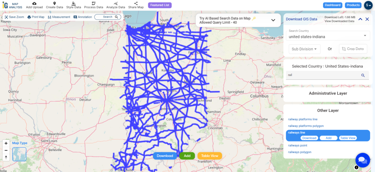 Download Indiana Counties GIS data - United States - Railways, Highway ...
