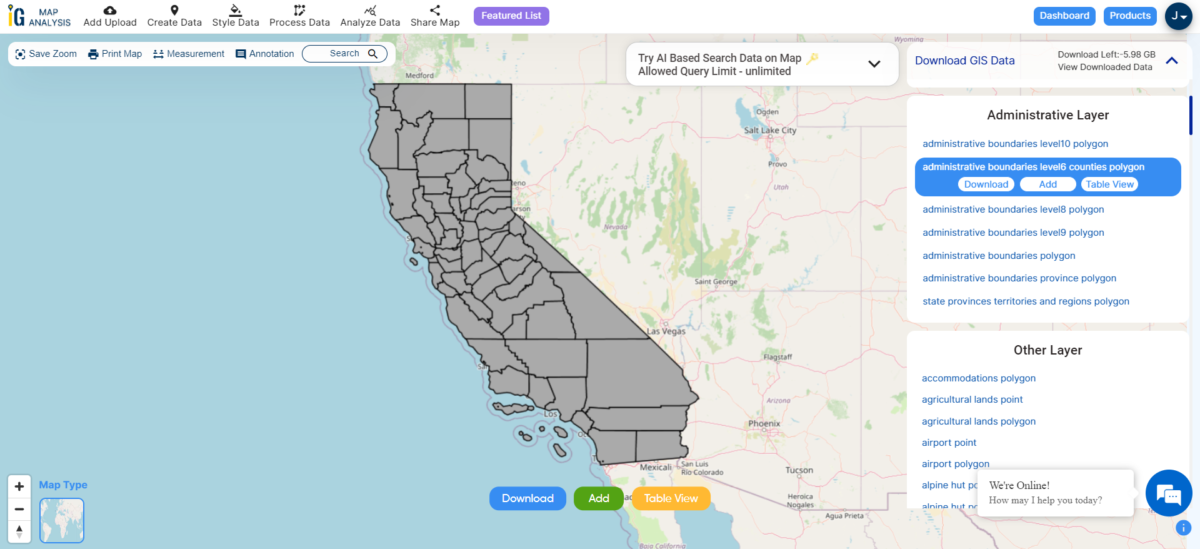 California GIS data - shapefile, administrative boundary, county, rail ...