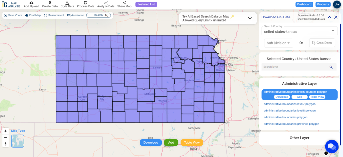 Download Kansas State GIS Data - Counties, boundary, rail, highway line ...