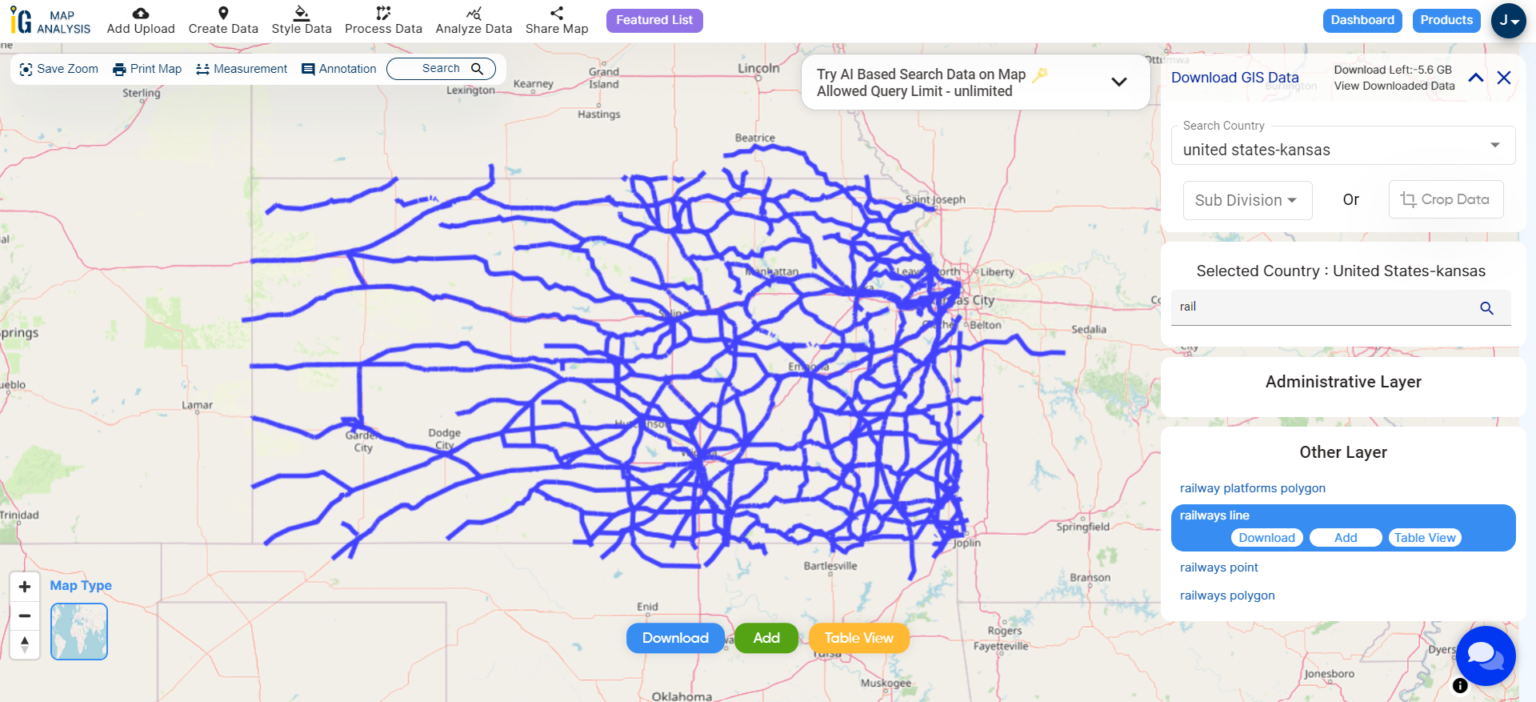 Download Kansas State GIS Data - Counties, boundary, rail, highway line ...