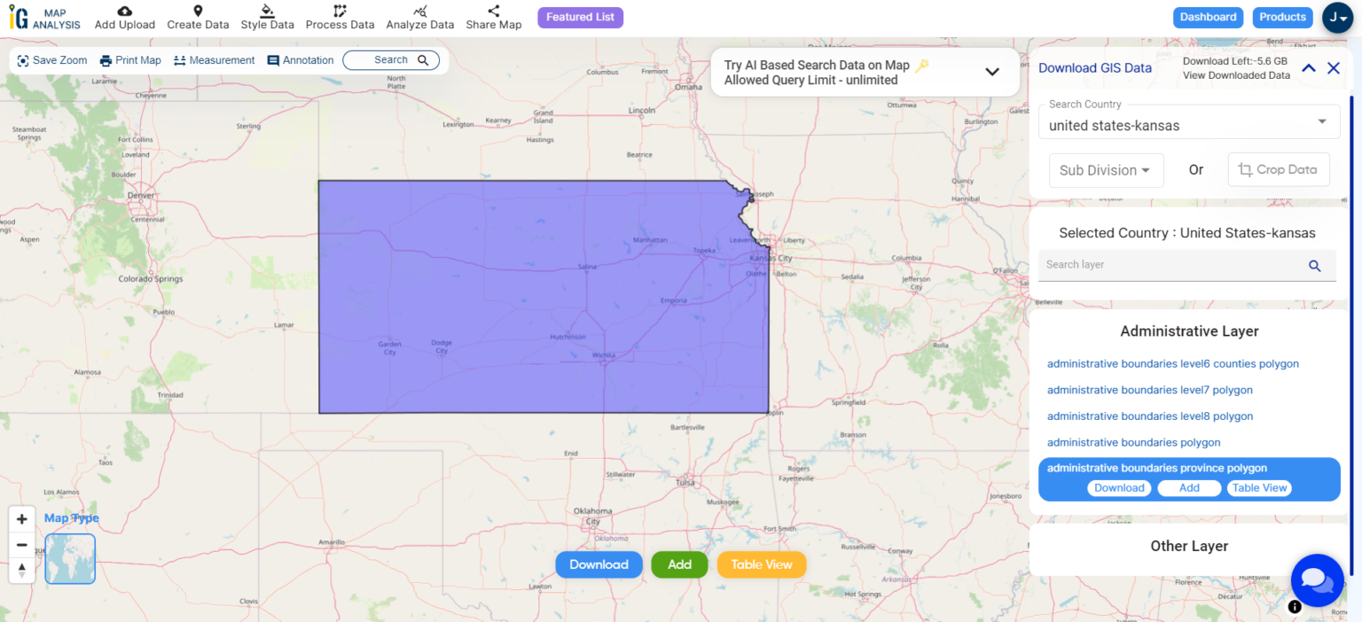 Download Kansas State GIS Data - Counties, boundary, rail, highway line ...