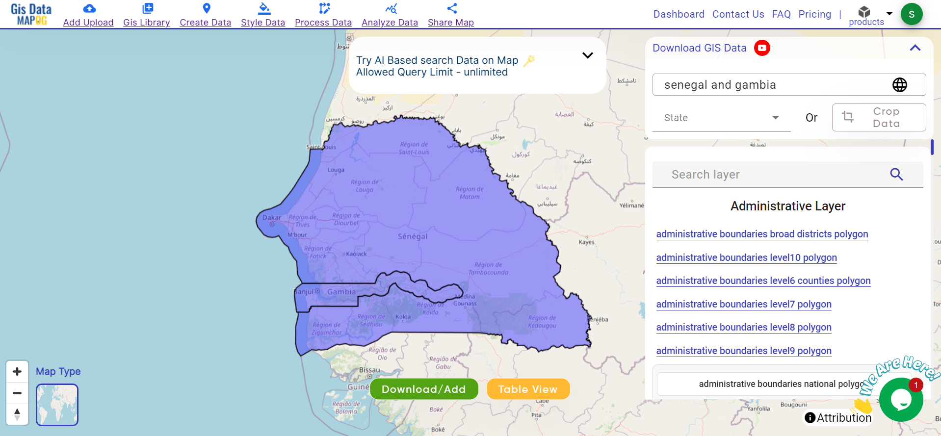 Download Senegal And Gambia Administrative Boundary GIS Data for ...