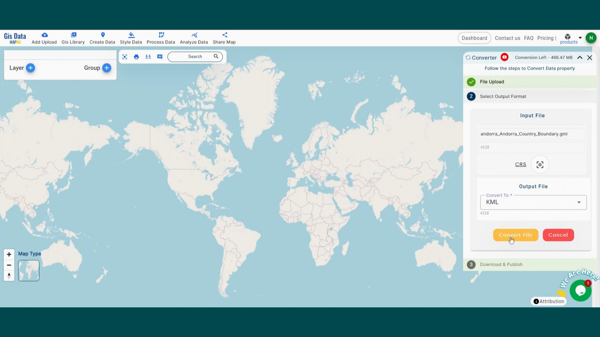 Converting GML to KML Online : GIS Data Converter