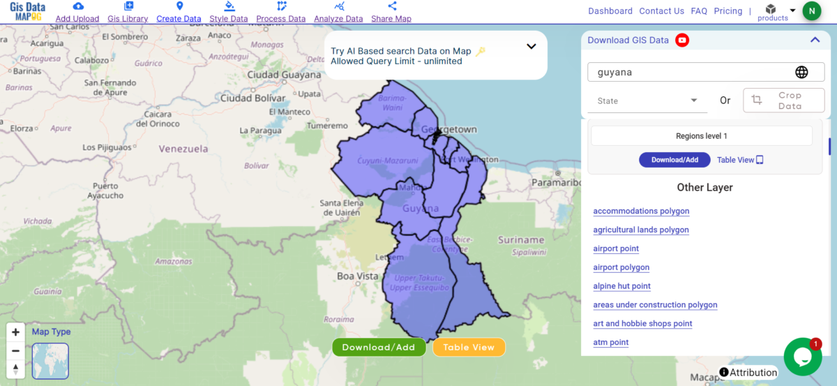 Download Guyana Administrative Boundary GIS Data for – National, Regions and more