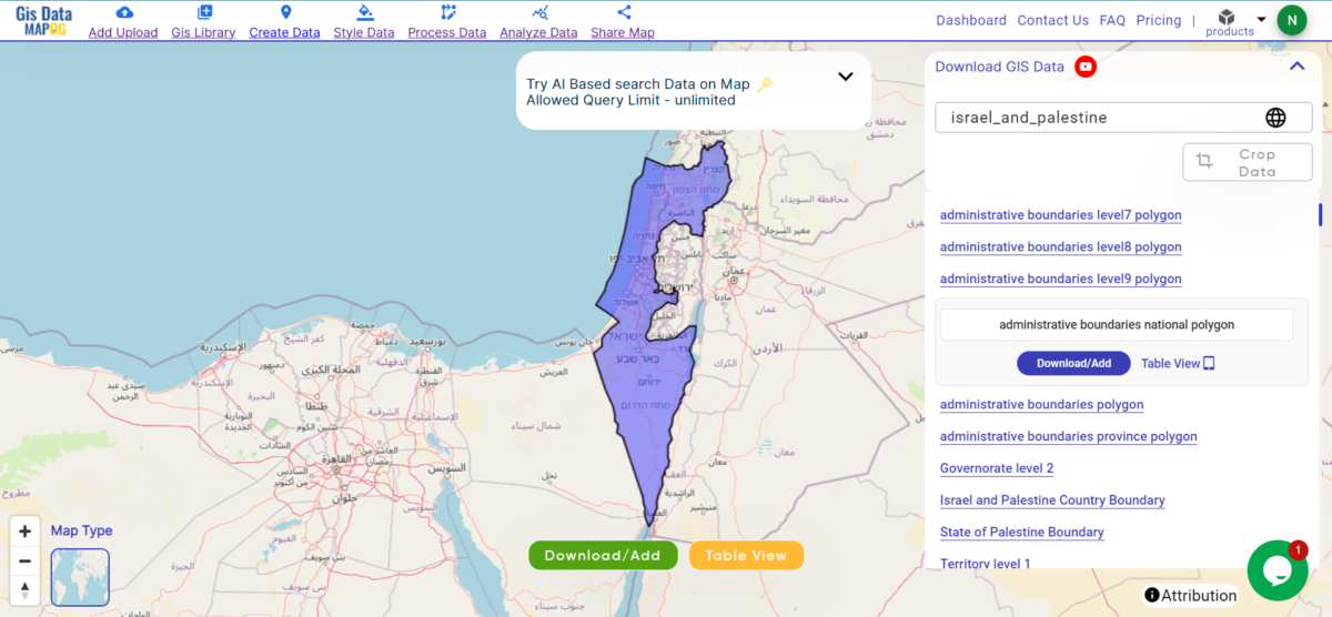 Download Israel And Palestine Administrative Boundary GIS Data for ...