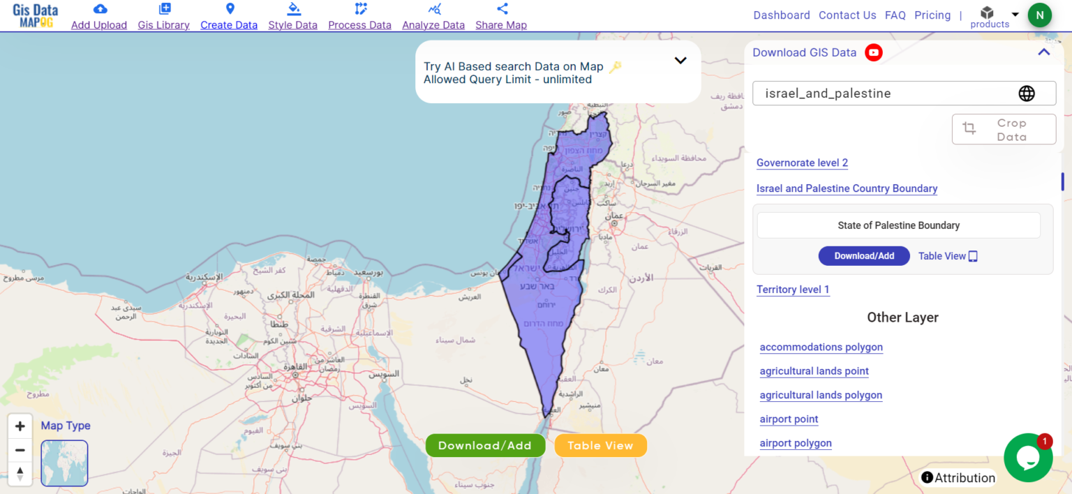 Download Israel And Palestine Administrative Boundary GIS Data for ...