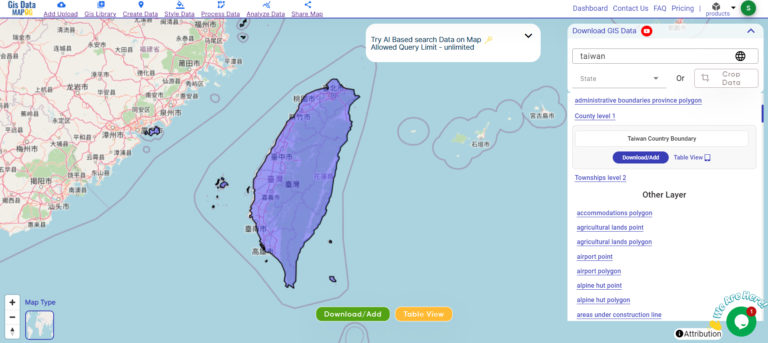 Download Taiwan Administrative Boundary GIS Data for – National, County ...