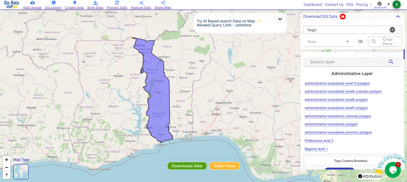 Download Togo Administrative Boundary GIS Data for – National, Regions ...