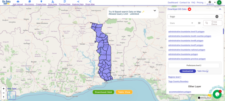 Download Togo Administrative Boundary GIS Data for – National, Regions ...