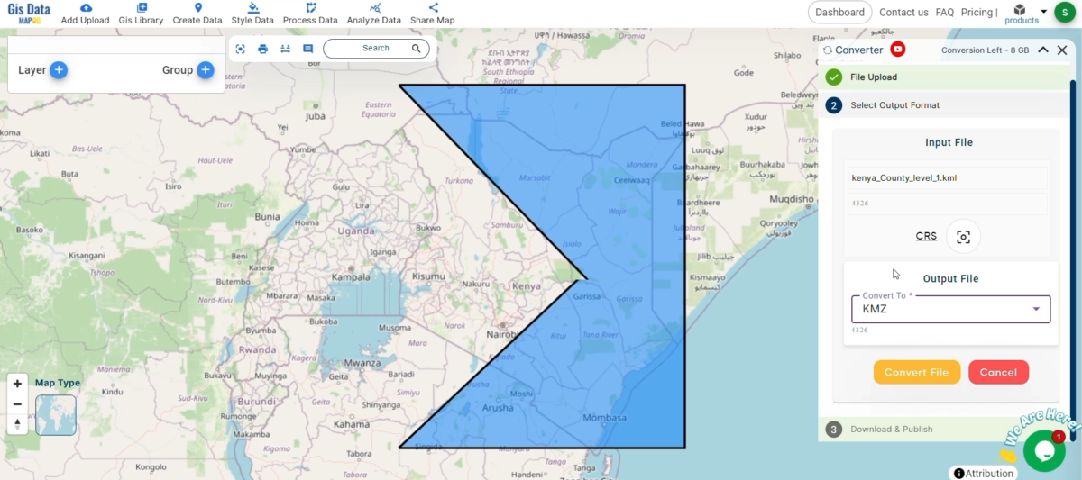 Convert KML to KMZ Online