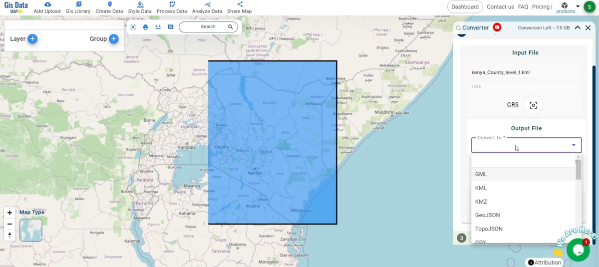 Convert KML to GeoJSON file online