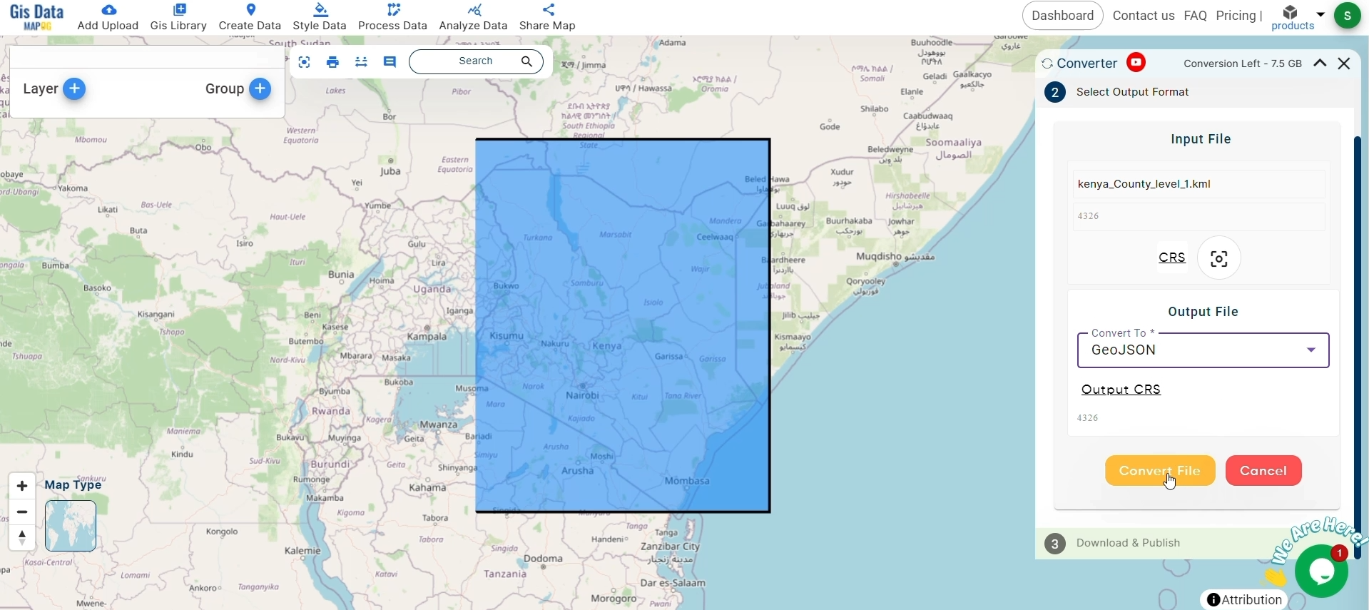 Convert KML to GeoJSON file online
