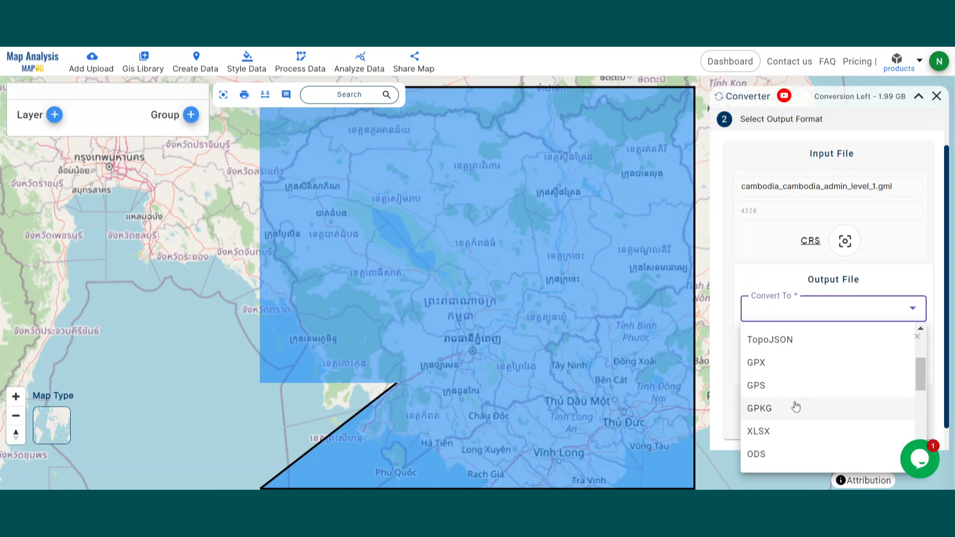 Online Convert GML to GPKG