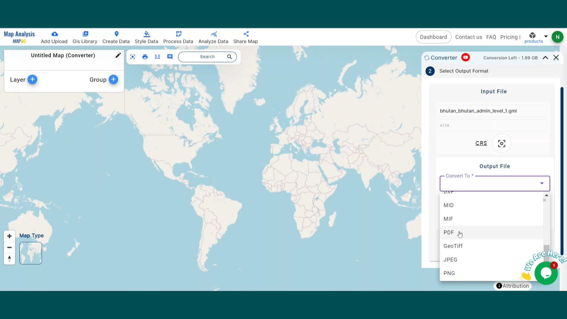 Converting GML to PDF | Online GIS Format Converter