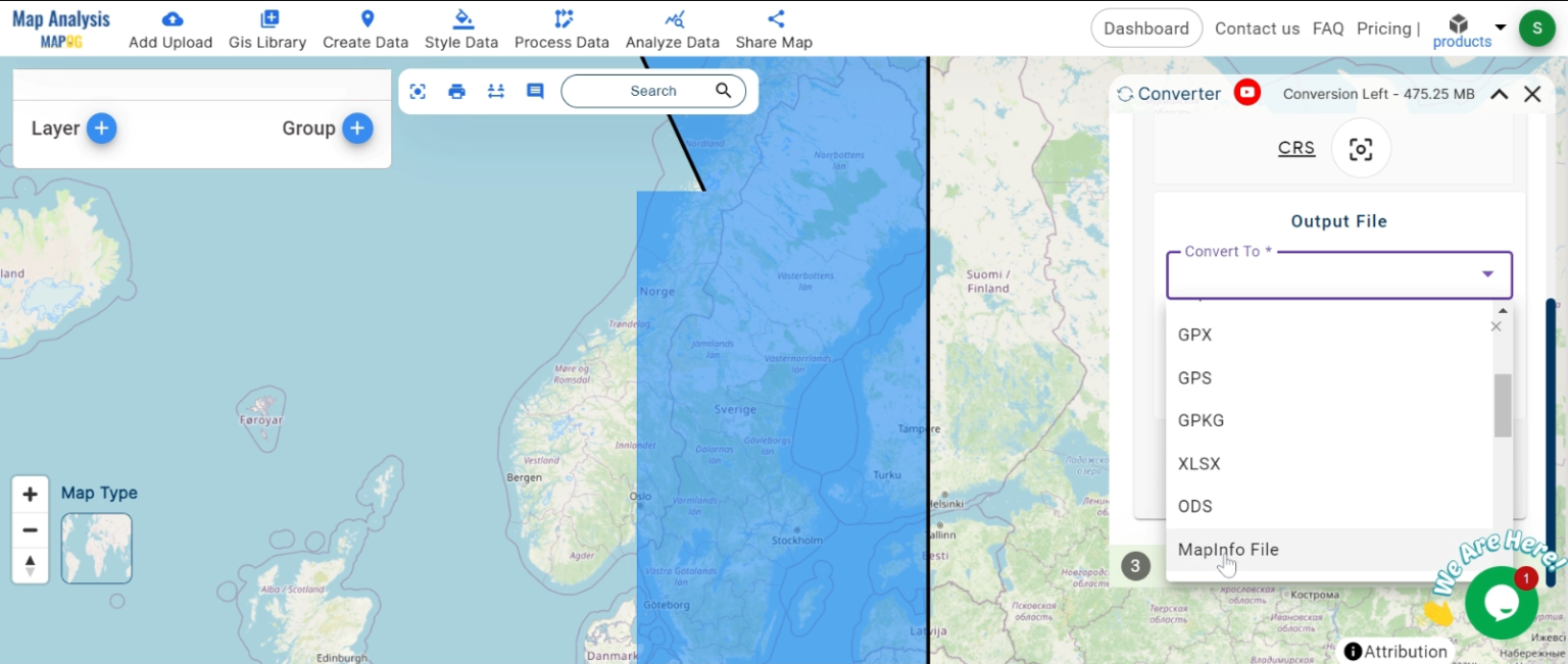 Online GIS data Conversion: KMZ to MAPINFO