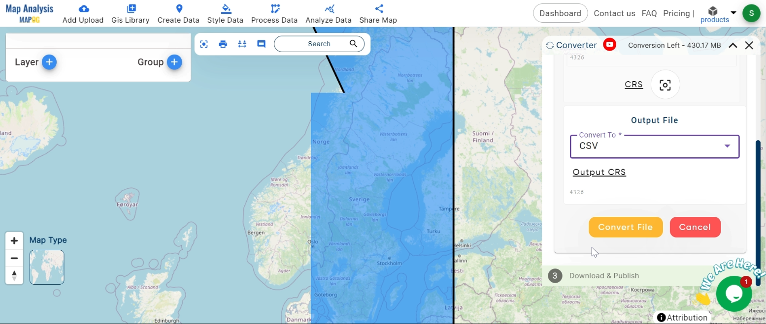 Online GIS Converter - KMZ to CSV