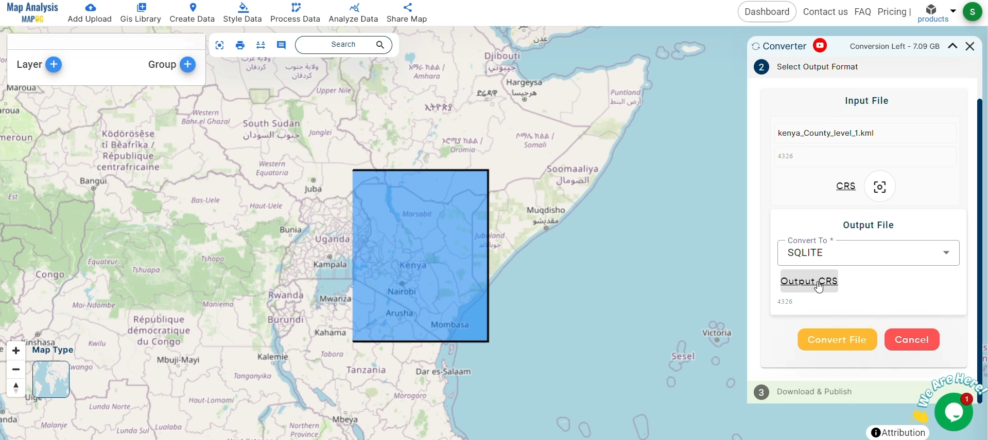 Converting KML to SQLite Online