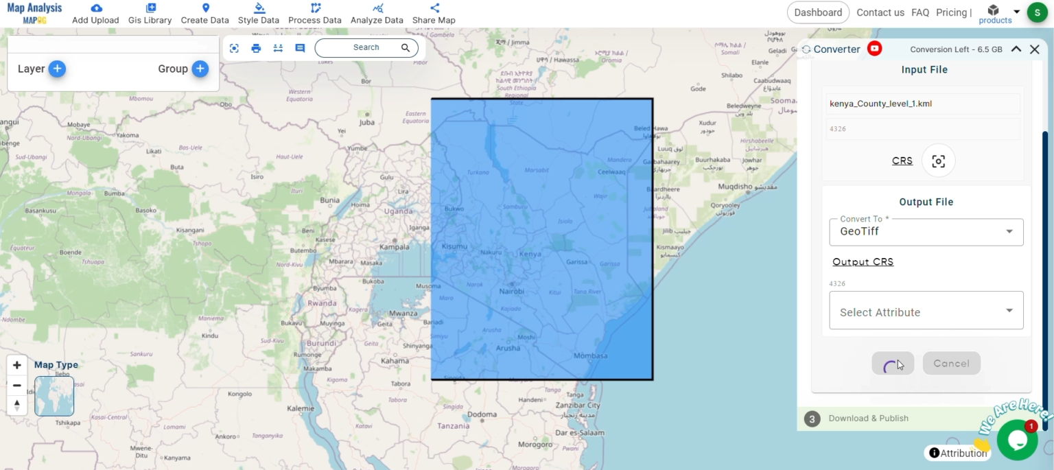 Converting KML to GeoTIFF , Online Gis Data Converter