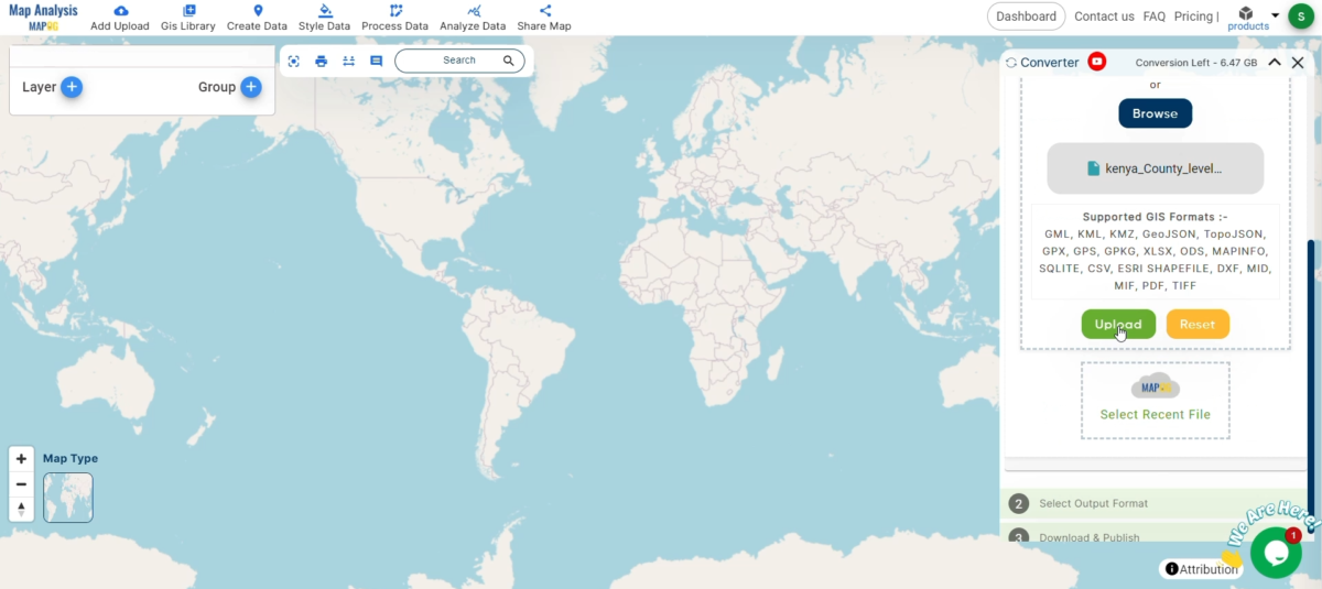 Convert TopoJSON to KML GIS Data Online and download