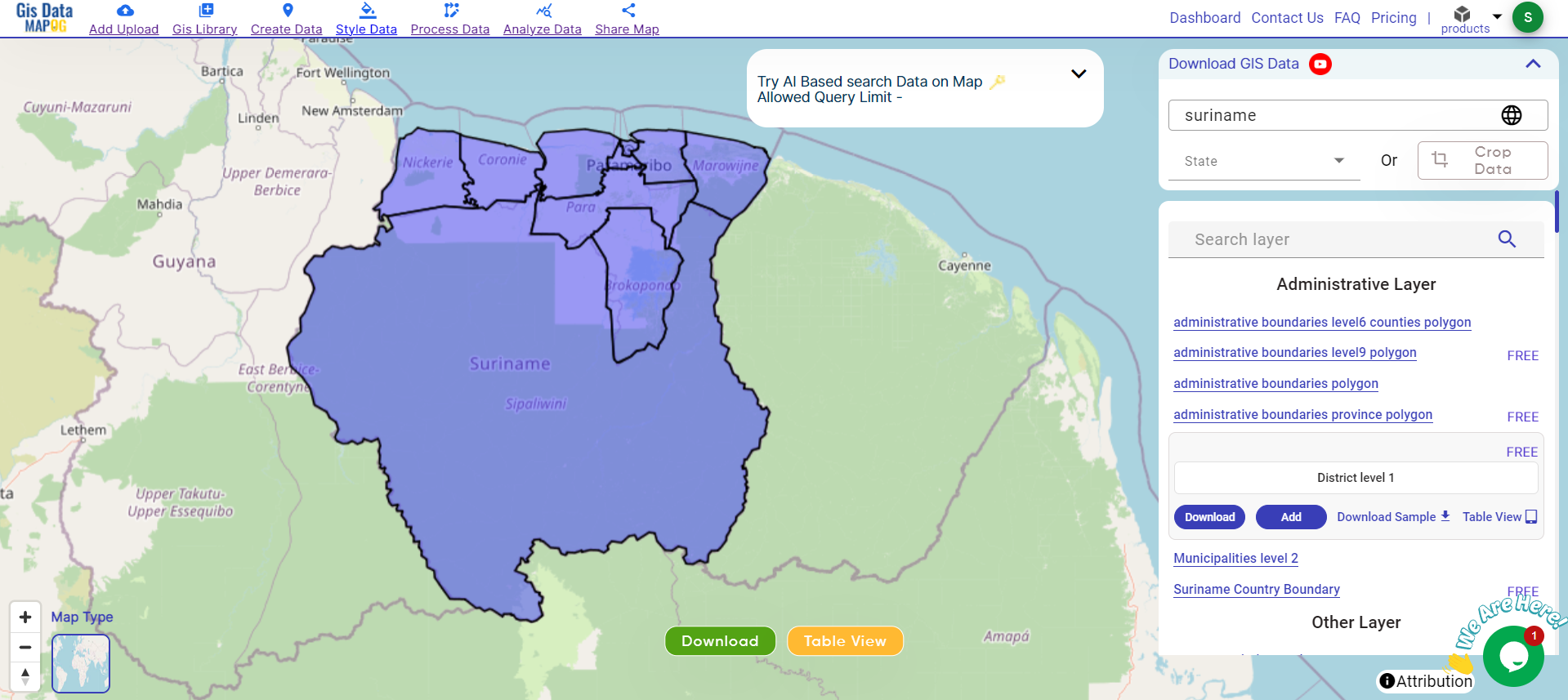 Download Suriname Administrative Boundary GIS Data for – National, Districts and more