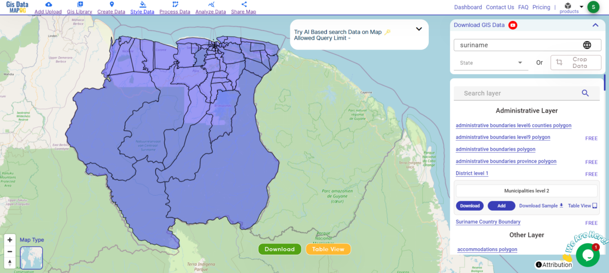 Download Suriname Administrative Boundary GIS Data for – National ...