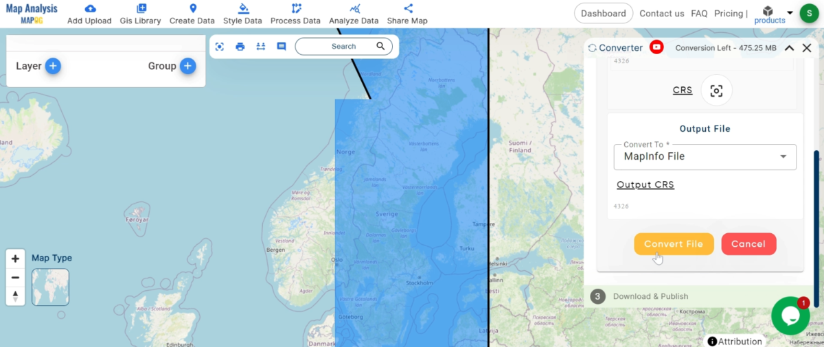 Online GIS data Conversion: KMZ to MAPINFO