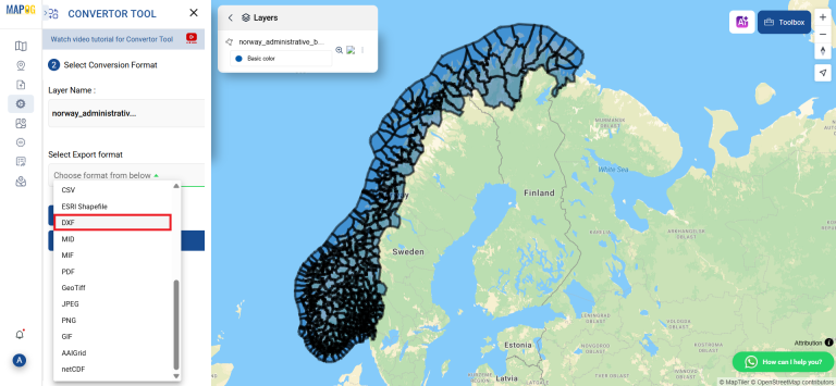Converting GeoJSON to DXF | Online GIS data converter