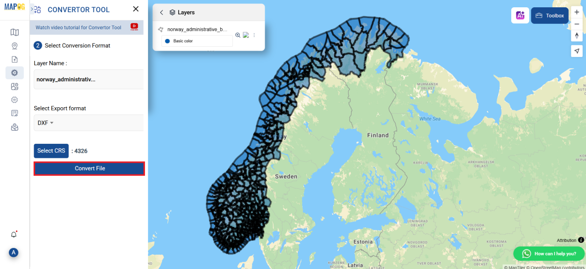 Converting GeoJSON to DXF | Online GIS data converter