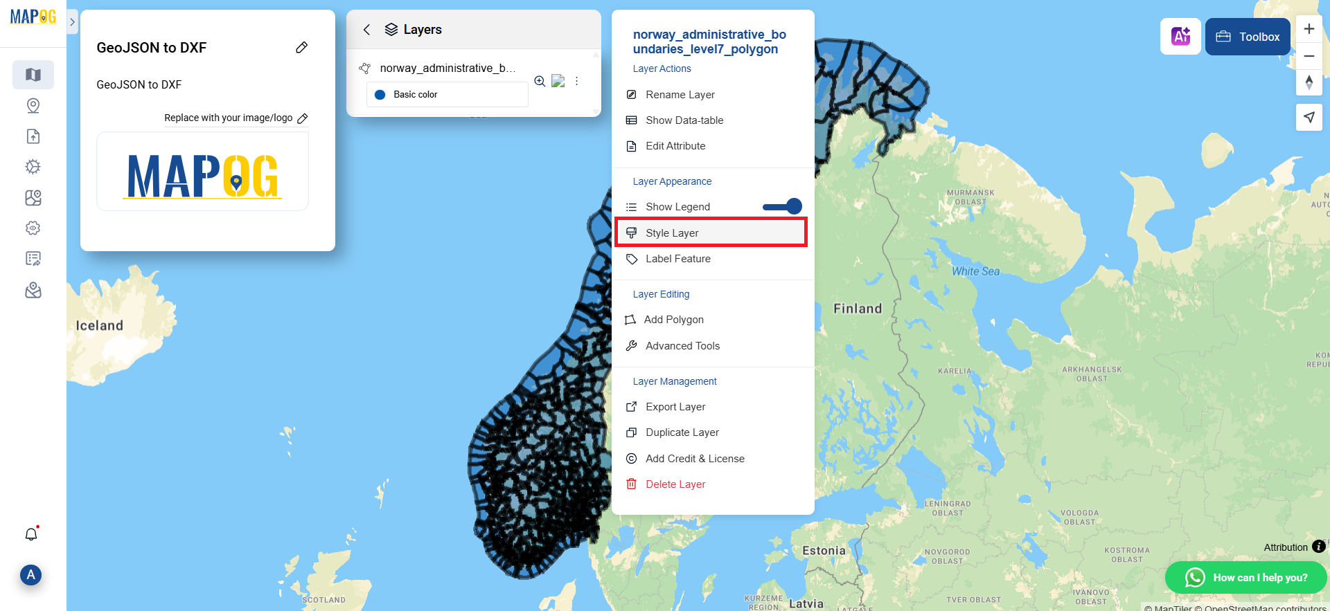 Converting GeoJSON to DXF | Online GIS data converter