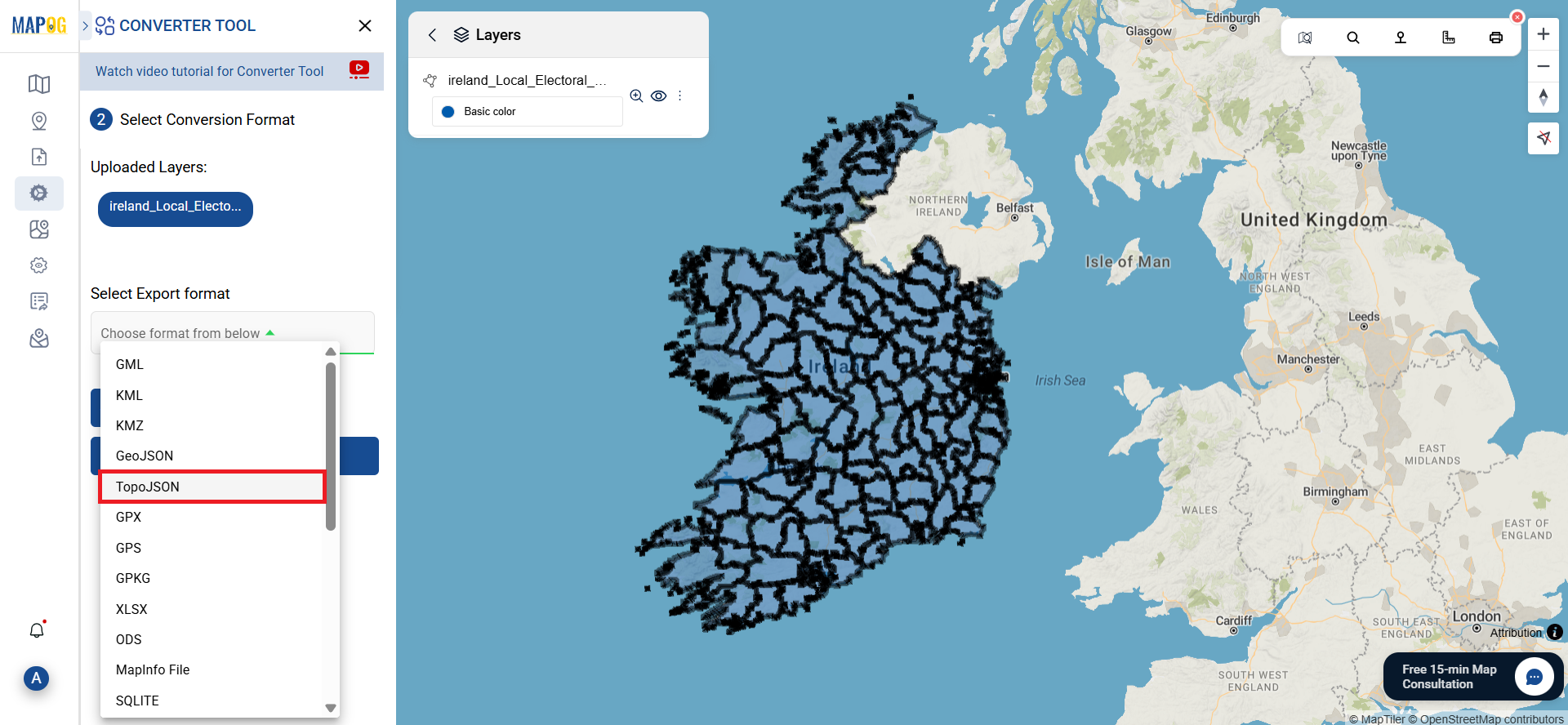 Convert SQLITE to TopoJSON : Online GIS Converter
