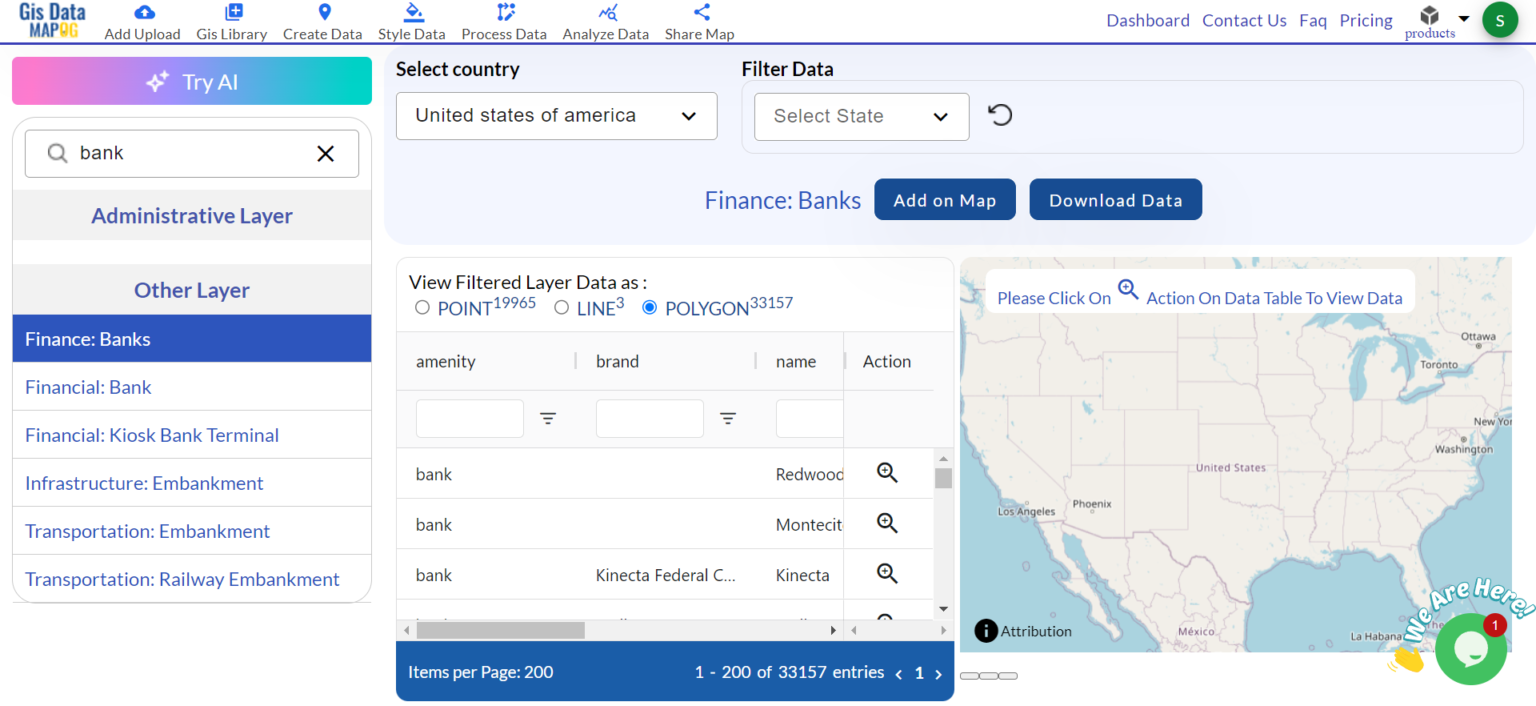 Download Bank Data in Shapefile, KML, GeoJSON, and More - Filter and ...