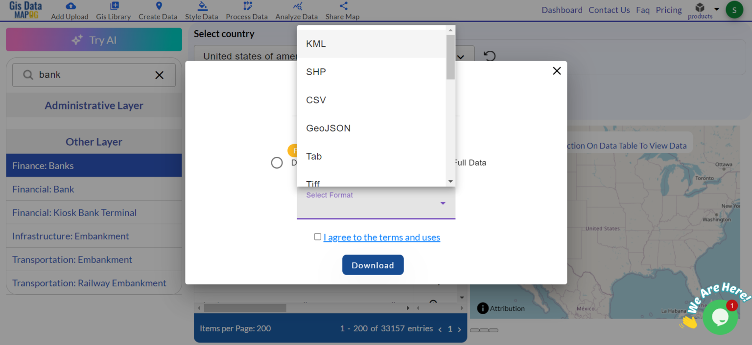 Download Bank Data in Shapefile, KML, GeoJSON, and More - Filter and ...