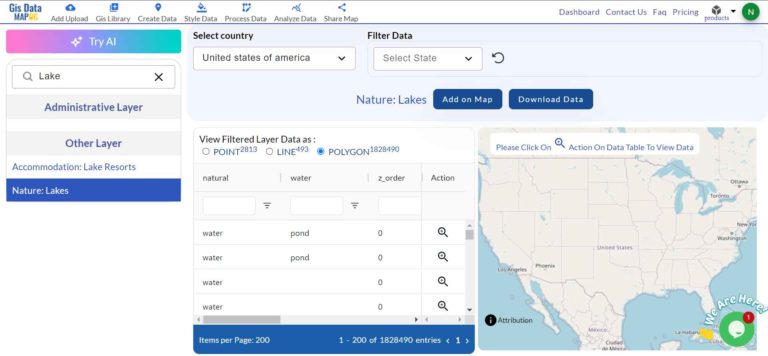 Download Lake Data in Shapefile, KML , GKPG +15 GIS format - Filter and ...