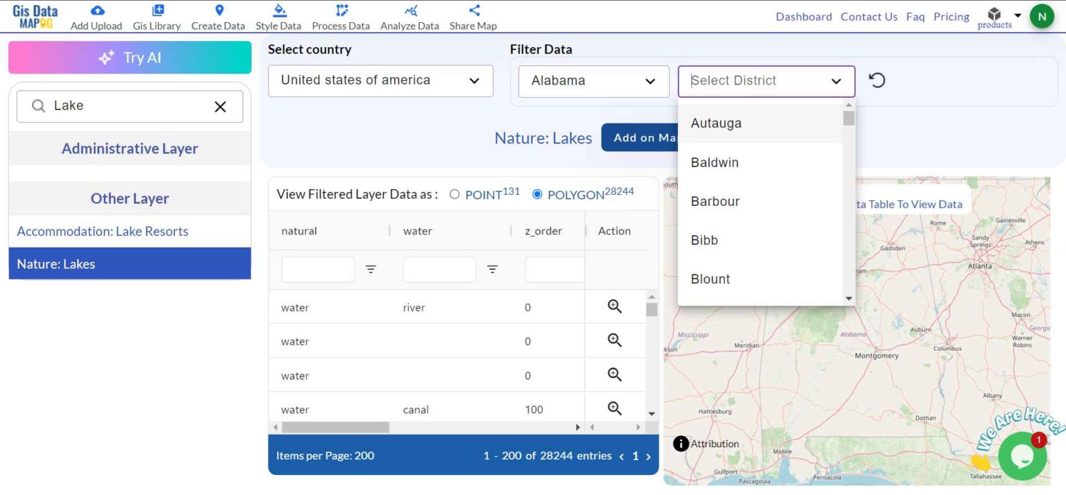 Download Lake Data in Shapefile, KML , GKPG +15 GIS format - Filter and ...