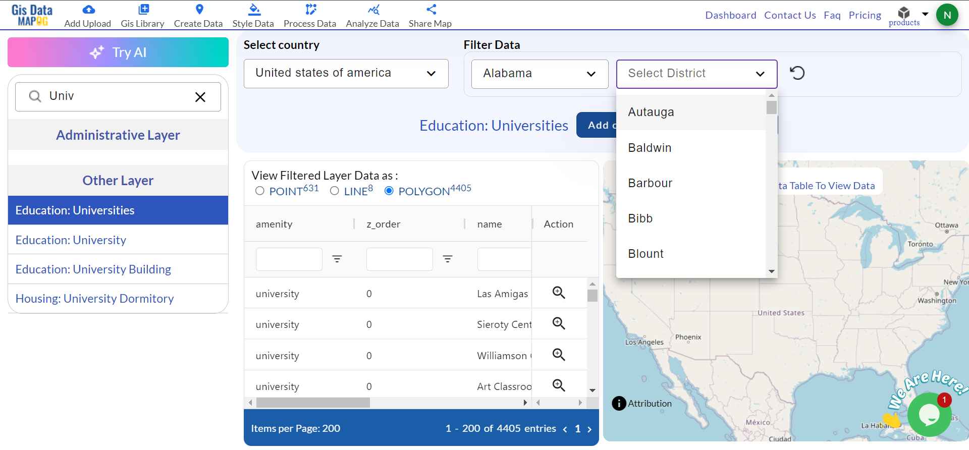 Download University Data in Shapefile, KML , KMZ +15 GIS format - Filter and download