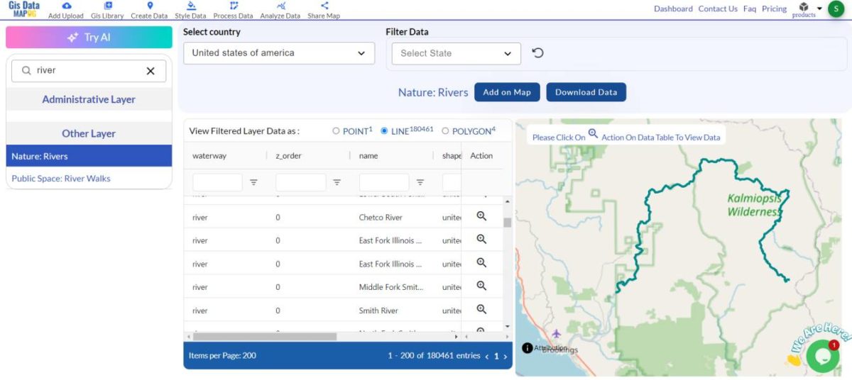 Download River Data in Shapefile, KML, GeoJSON + 15 GIS Formats