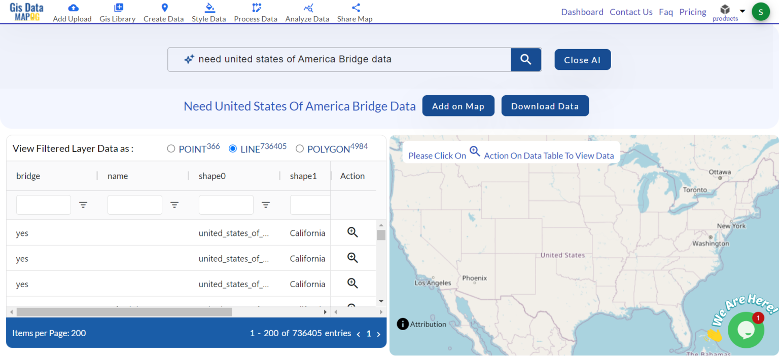 Download Bridge Data in Shapefile, KML, GeoJSON, and More – Filter and Download