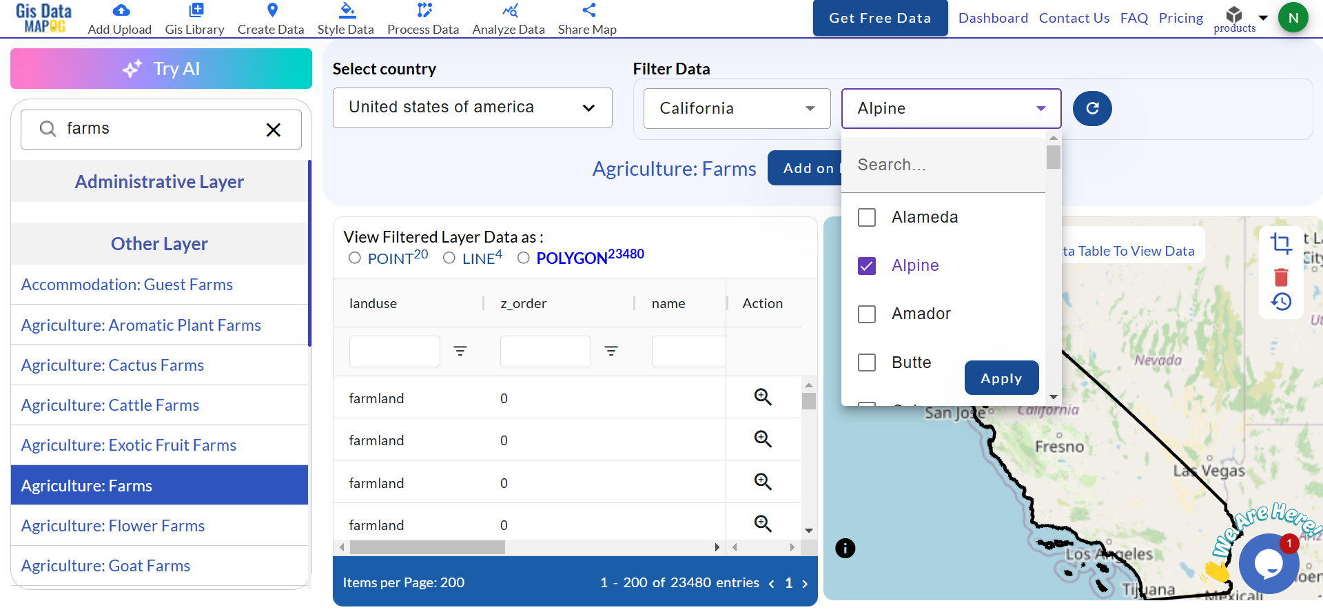 Download Farms data in Shapefile, KML, GKPG +15 GIS format - Filter and ...