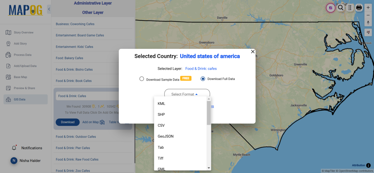 Download Cafes GIS Data – Shapefile, KML, GeoJSON, GPKG, CSV & More