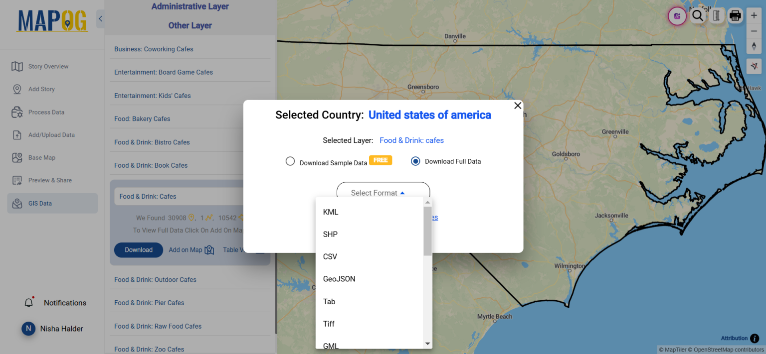 Download Cafes GIS Data – Shapefile, KML, GeoJSON, GPKG, CSV & More