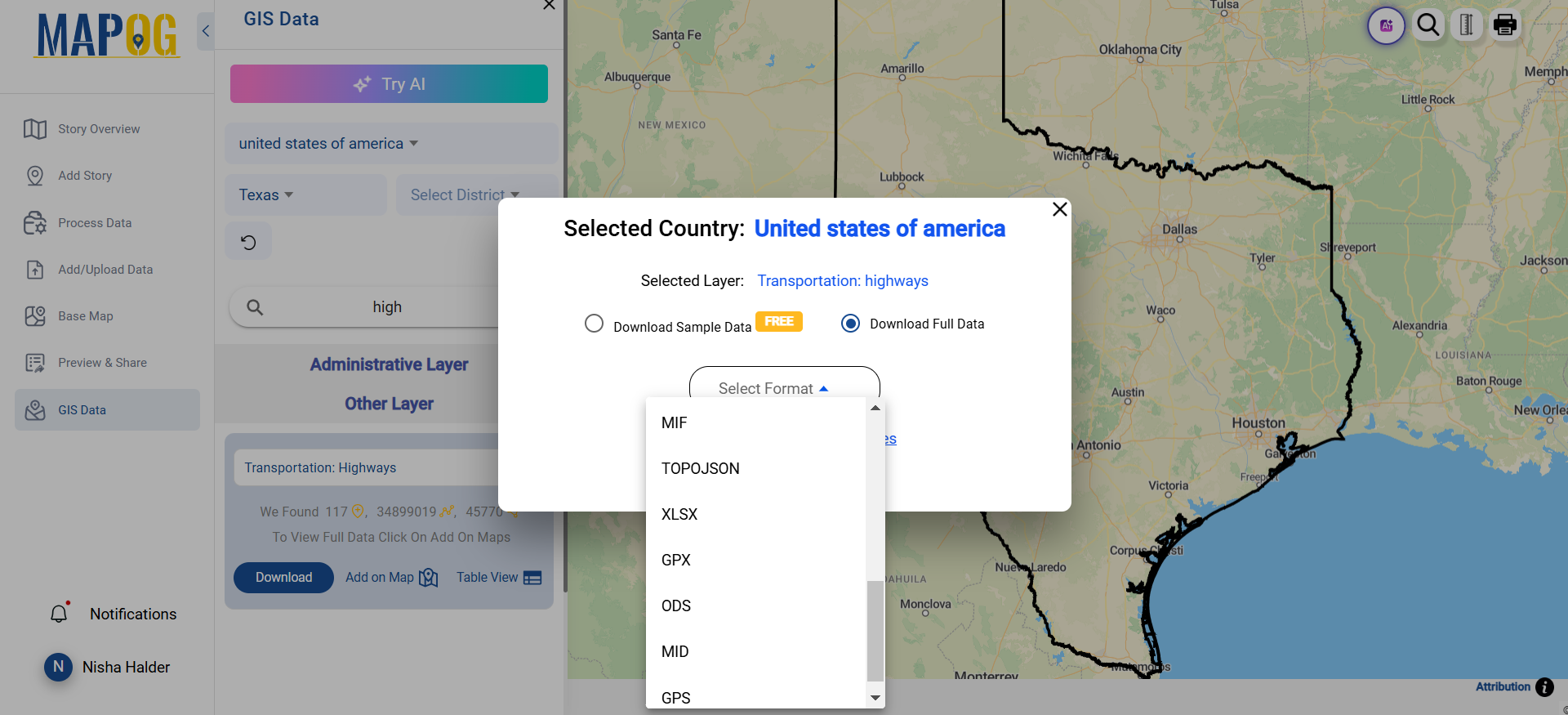 Download Highways Data in Shapefile, KML, MID +15 GIS Formats