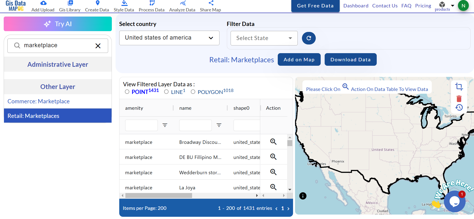 Download Marketplace Data in Shapefile, KML, MID +15 GIS Formats